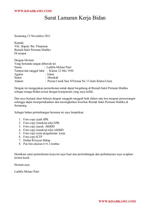 Contoh Surat Lamaran Kerja Bidan Di Rs Contoh Surat - Riset Contoh Surat Lamaran Kerja Bidan Di Rs Contoh Surat - Riset
